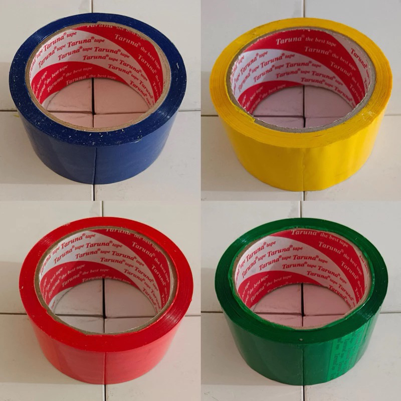 Jual Lakban warna plastik warna warni merah - kuning - hijau - biru - opp plastik 2 inch inchi ...