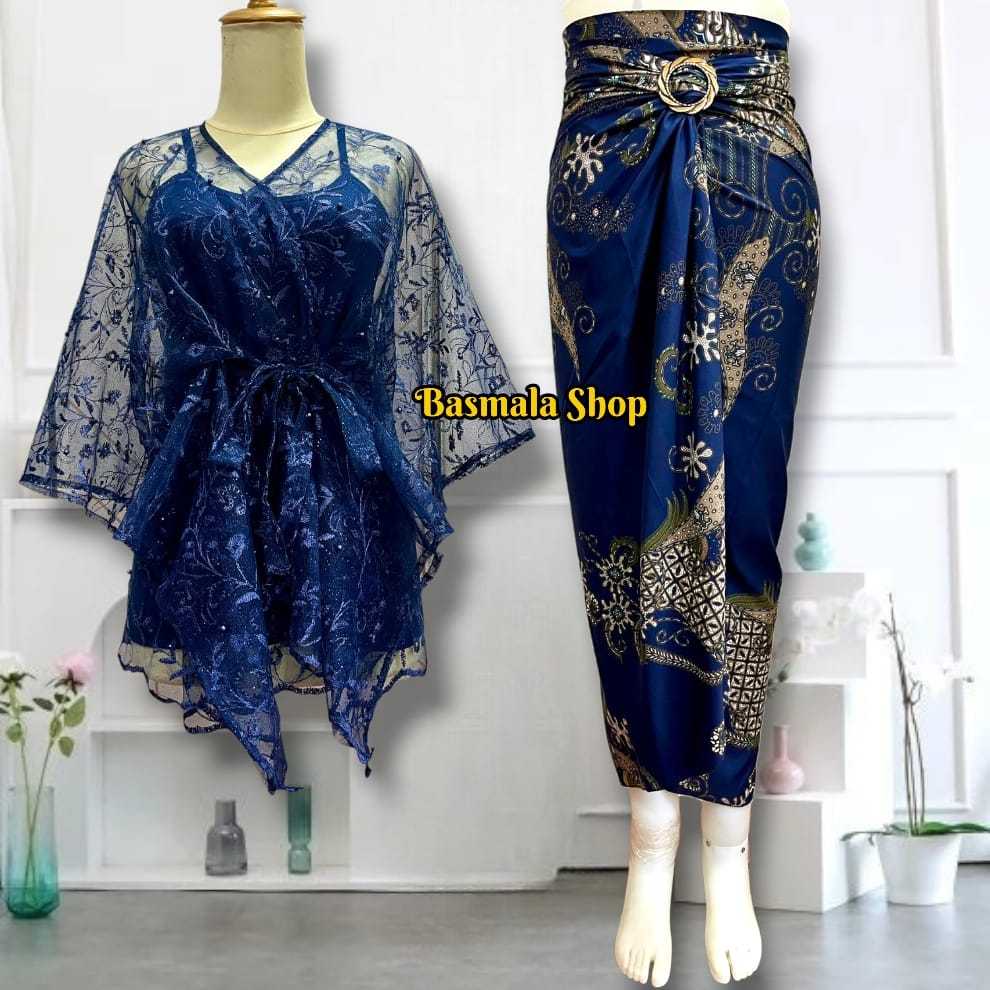 Jual Outfit Atasan Fashion Satu Set Outer brokat cape Brokat Crop ...