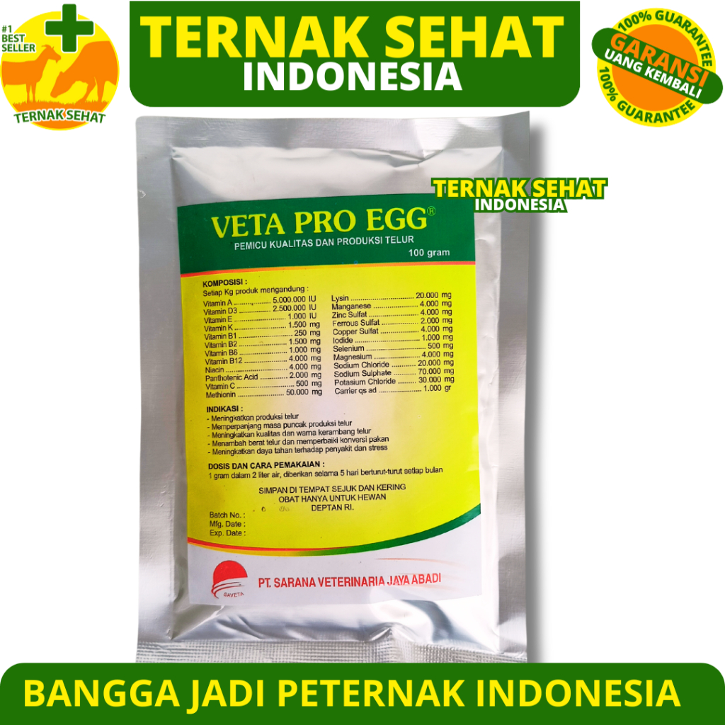 Jual VETA PRO EGG 100 GRAM - Vitamin Unggas Pemacu Produksi & Kualitas ...