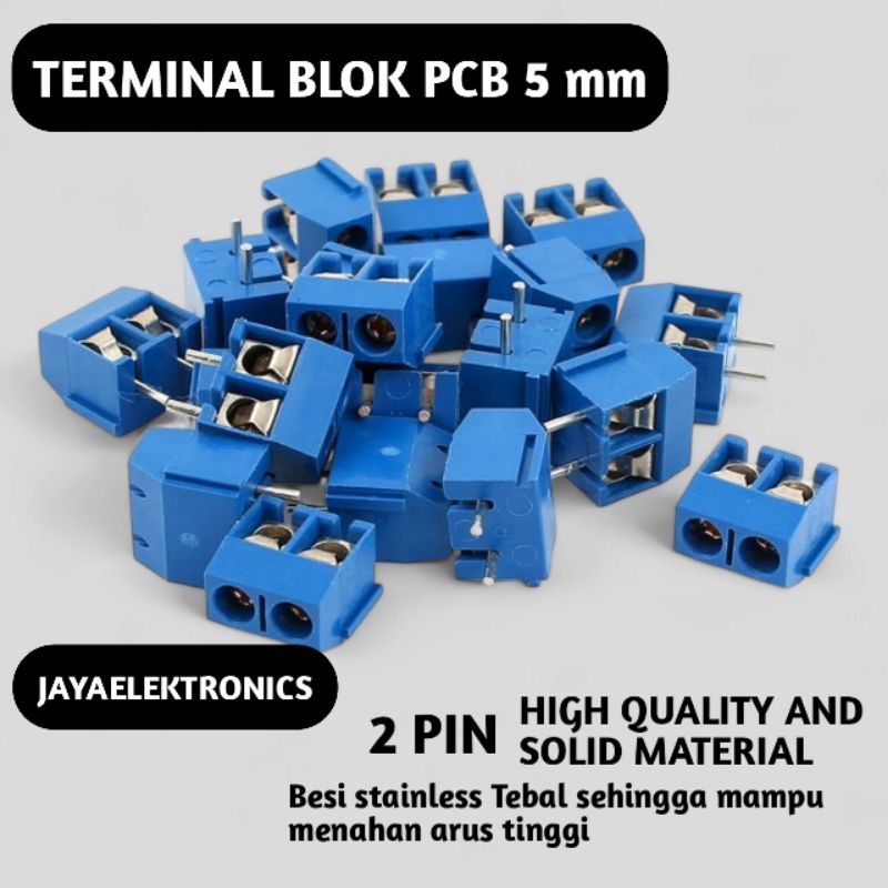 Jual PCB TERMINAL BLOK 5mm - 2 PIN SCREW TERMINAL BLOCK BIRU AWG ...