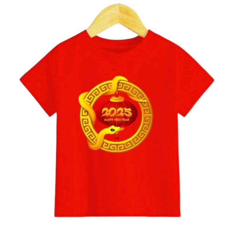 Jual Baju kaos Imlek Anak dan Dewasa tahun ular 2025 motif ULAR LAMPION ...