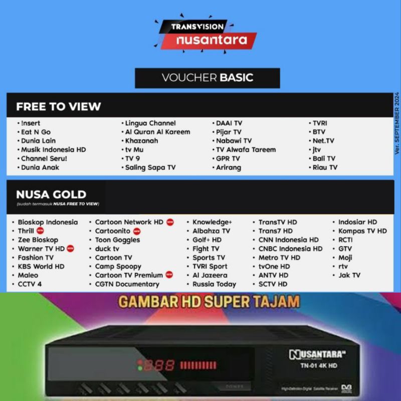 Jual Paket Tanaka Transvision Nusantara hd Samsung Gold 03/06/12 bln ...