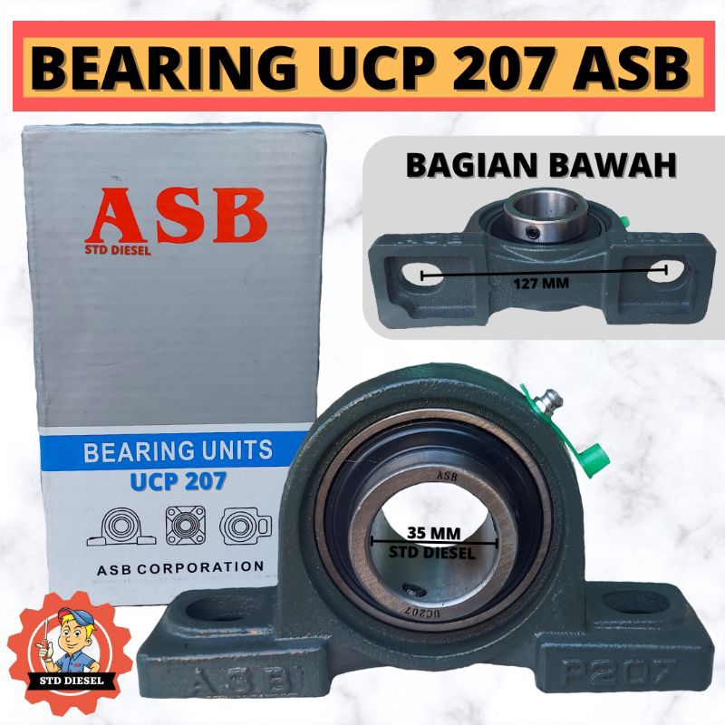 Jual PILLOW BLOCK BEARING MERK ASB UCP 207 LAKER LAHER DUDUK AS 35 MM BEARING UCP207 ASB ...