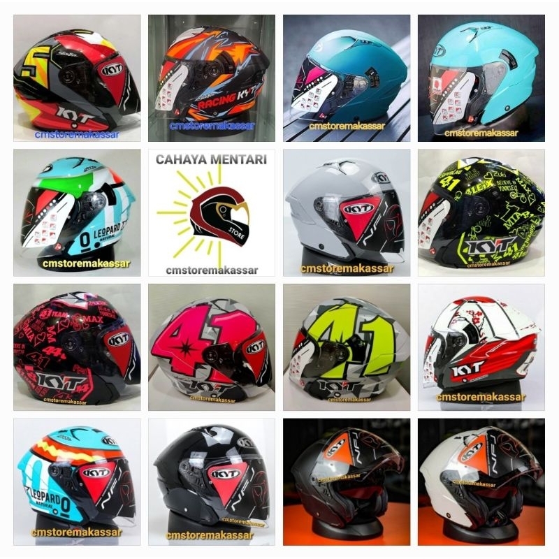 Jual Helm KYT NFJ Half Face Solid Dan Motif SNI DOT Double Visor ...