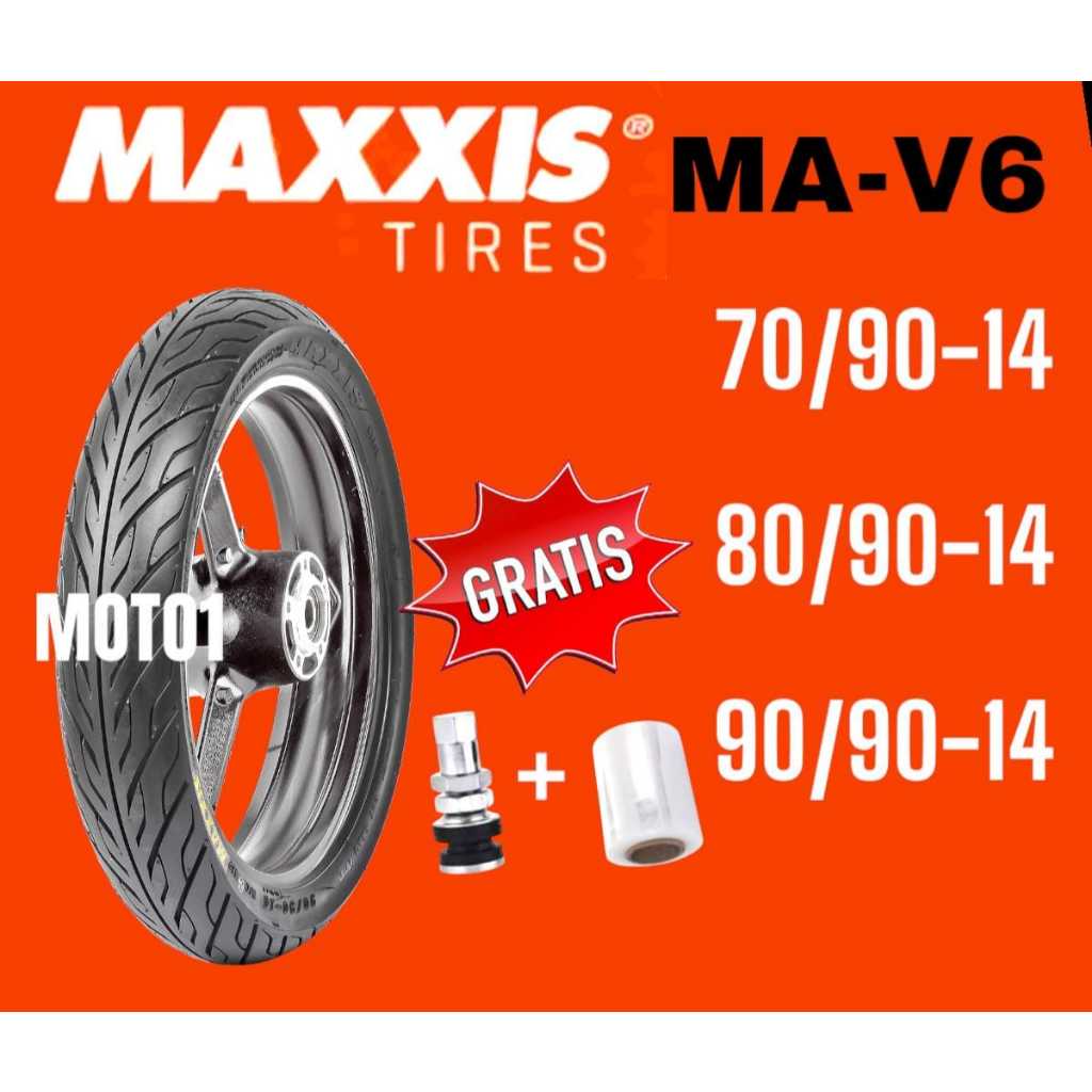Jual (Free Pentil Besi) Ban Maxxis Mav6 - Tubeless (70/90 - 80/90 - 90/90) Ring 14 Matic ...