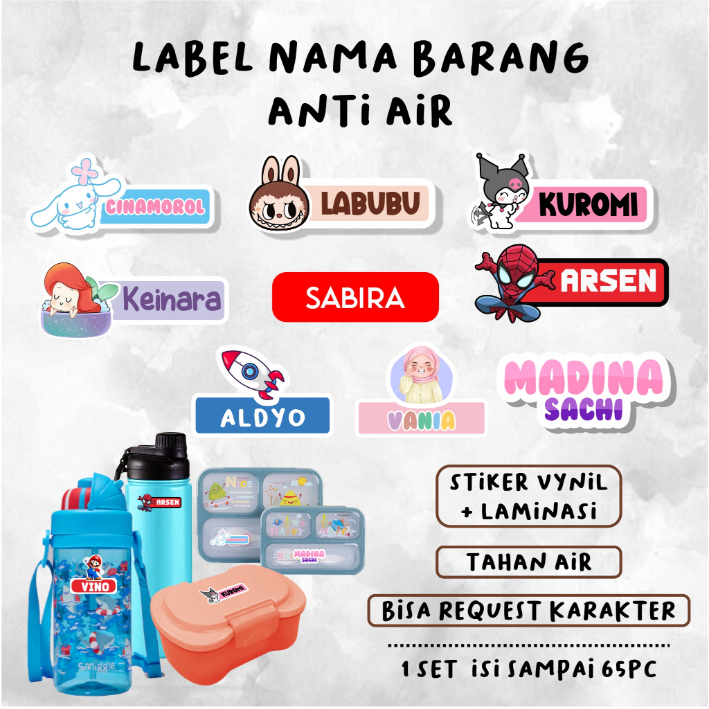 Jual STIKER LABEL NAMA BARANG BEKAL TUMBLER KOTAK MAKAN ANTI AIR NAMA ...