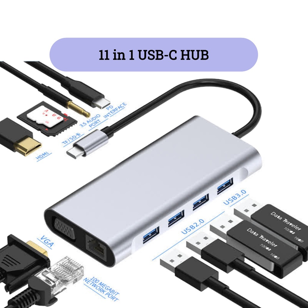 Jual TYPE-C (USB C) Converter Adapter 11 in 1# TYPE-C 11in1 | Shopee ...