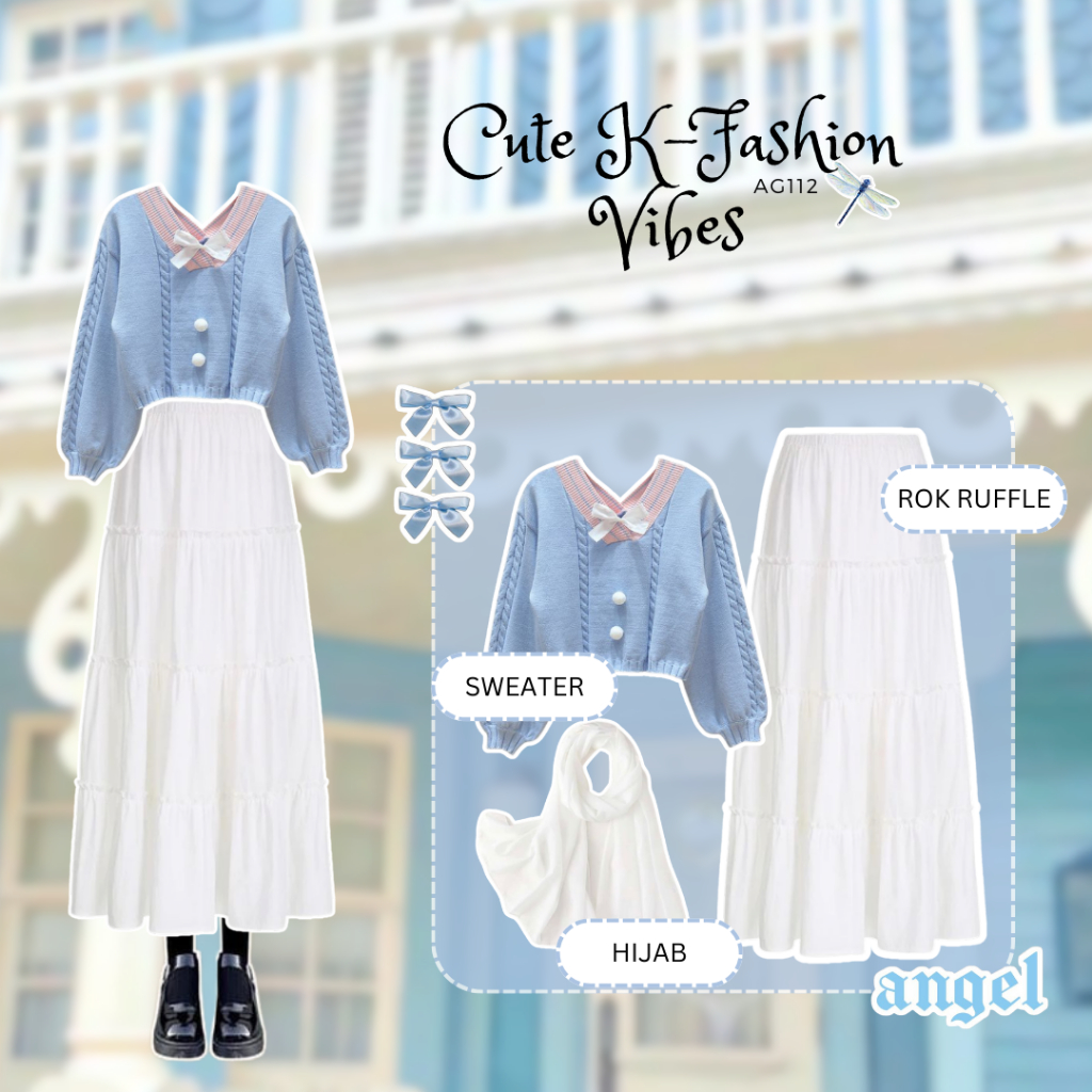Jual Outfit Set Korean Style Gemas OOTD Korean Style Terbaru Sweater ...