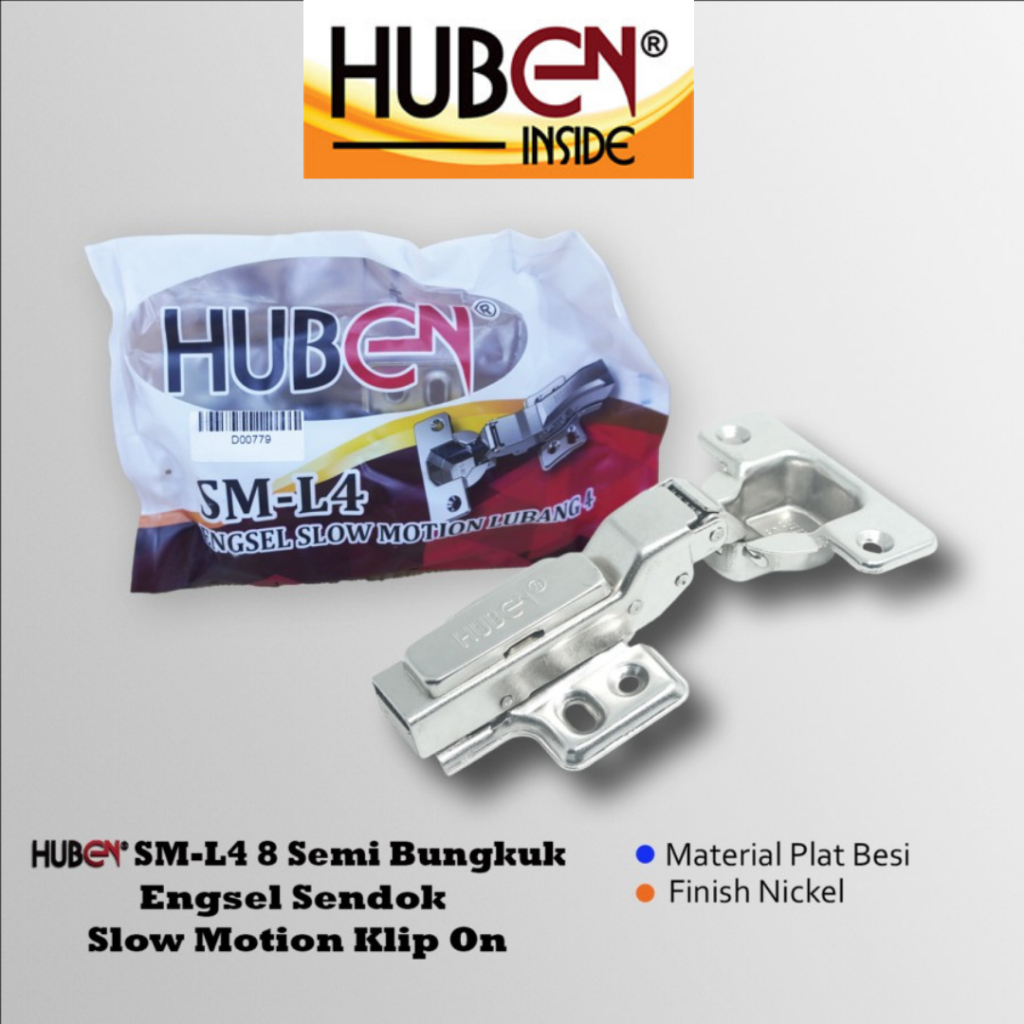 Jual HUBEN Engsel Sendok SLOW MOTION SM L4 0/8/16 Engsel Pintu Lemari Soft Close | Shopee Indonesia
