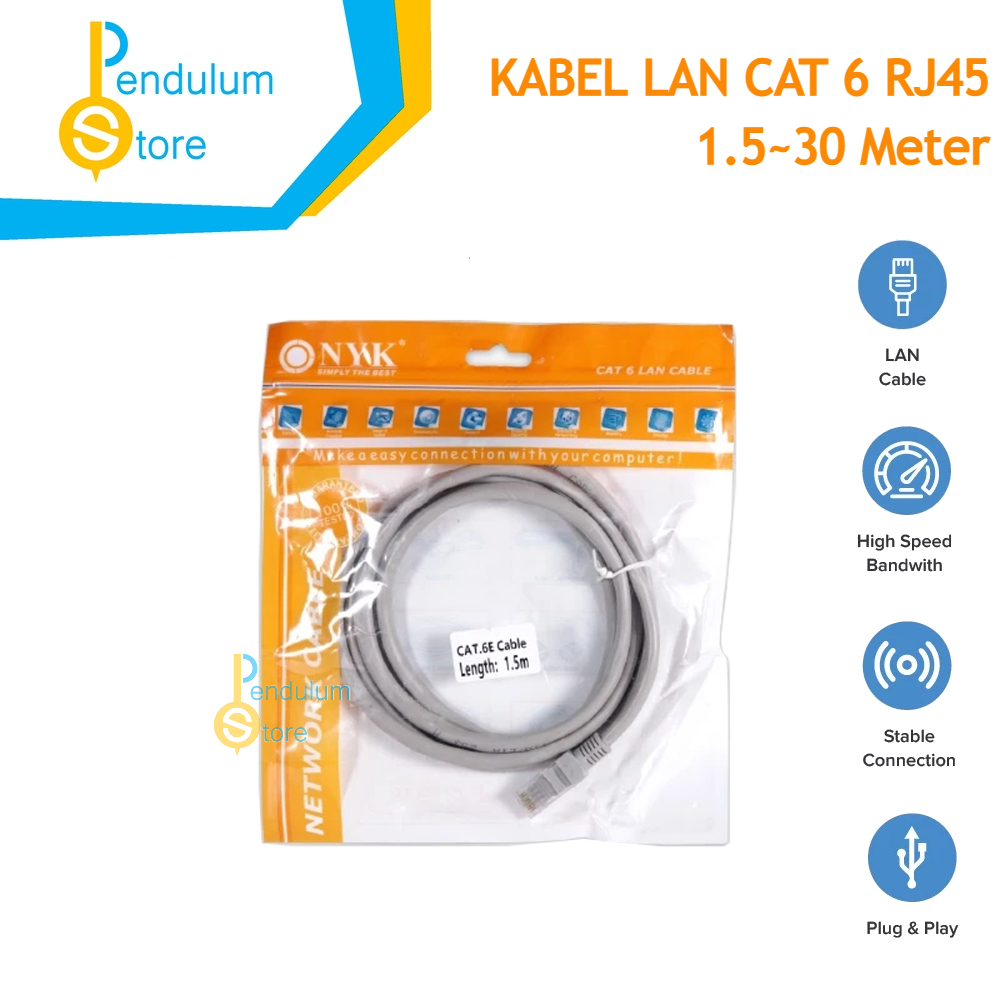 Jual Kabel LAN 1.5m 3m 5m 10m 15m 20m 25m 30m RJ45 Ethernet Network Cable CAT6 UTP | Shopee ...