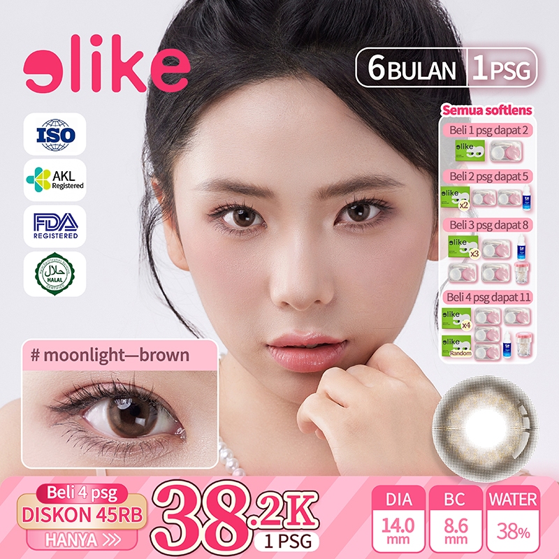 Jual ELIKE moonlight brown Contact Lens softlens 14.0MM normal/minus ...