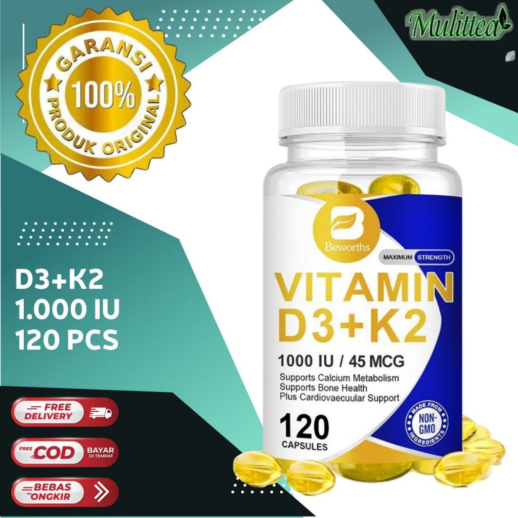 Jual BEWORTHS Kapsul 120 pil Vitamin D3K2 Kapsul untuk Gigi dan Tulang ...