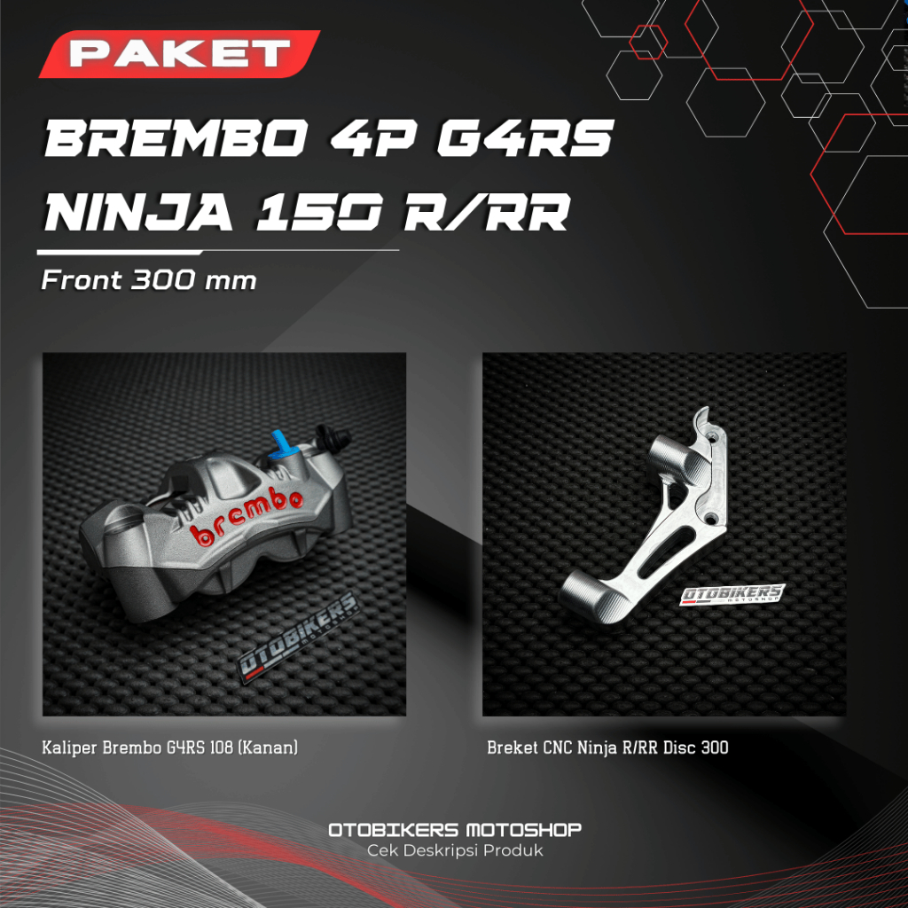 Jual PAKET Kaliper Brembo GP4RS 108 RADIAL 4P Depan Ninja 150 R SS RR Monoblock set Breket ...