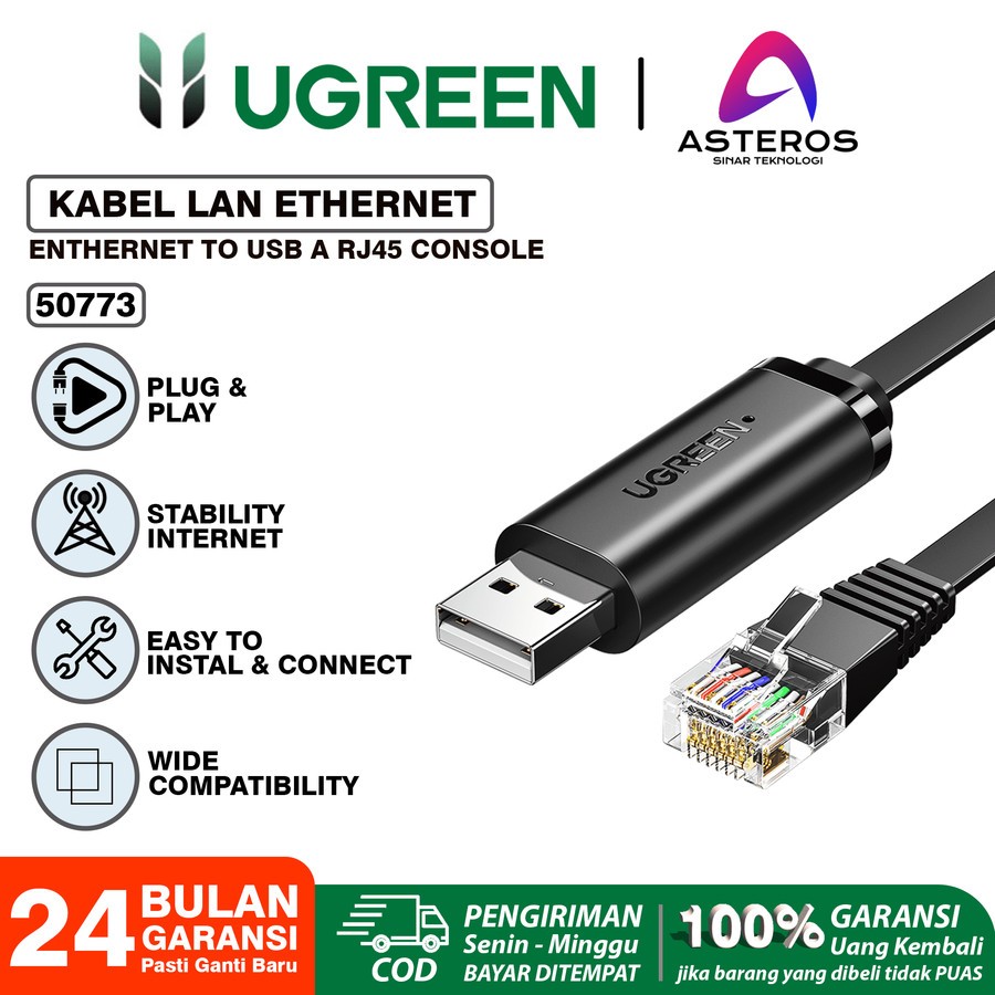 Jual Kabel Lan Ethernat To USB 2.0 - UGREEN Cable Console RJ45 RS232 ...