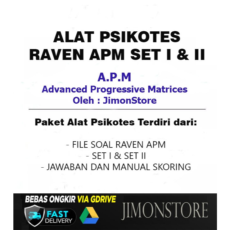 Jual Alat tes Psikologi Psikotes APM - Advanced Progressive Matrices ...