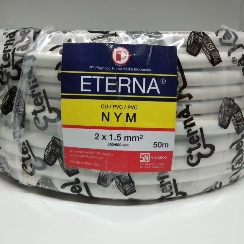 Jual KABEL ETERNA NYM 2x1,5mm 50 meter KAWAT TEMBAGA SNI ORIGINAL | Shopee Indonesia