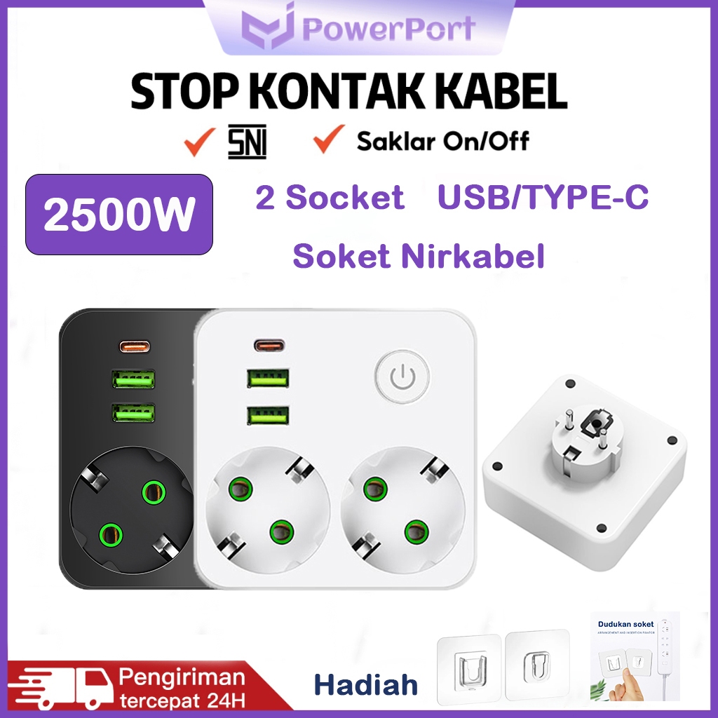 Jual Powerport 2500W Power Strip Power Socket Wireless Charger Usb ...