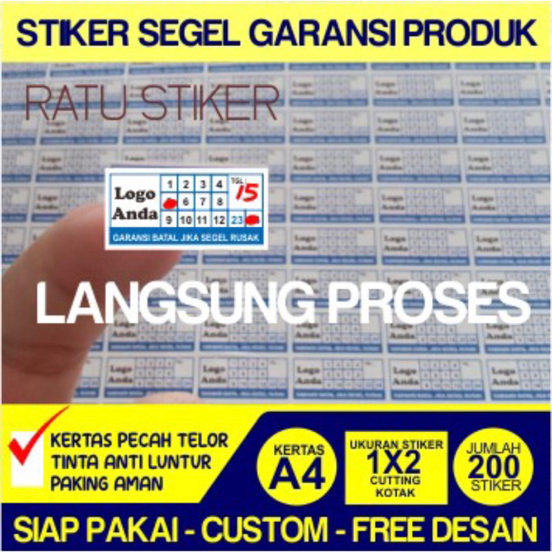 Jual Cetak INSTANT Stiker Segel Garansi ukuran 1x2cm Kertas Pecah Telor ...