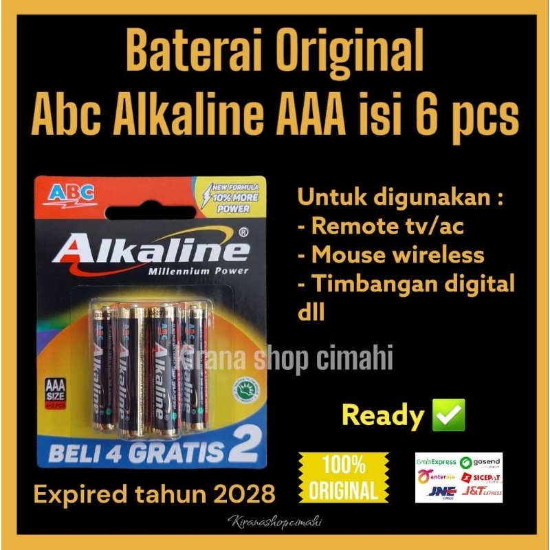 Jual ABC Alkaline AAA isi 6 pcs / A3 / baterai / battery / batu batre | Shopee Indonesia