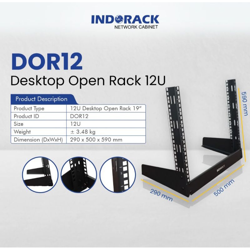 Jual DOR12 12U Desktop Open Rack INDORACK 19" | Shopee Indonesia
