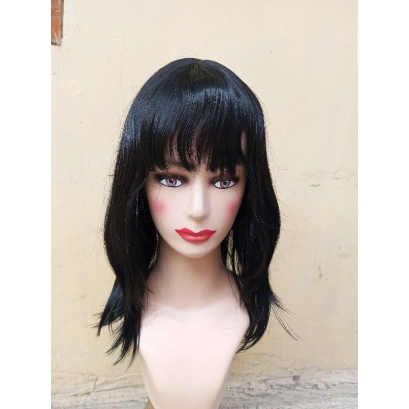 Jual Wig Cosplay model segi Lurus hitam sebahu poni merk Anna Korea ...