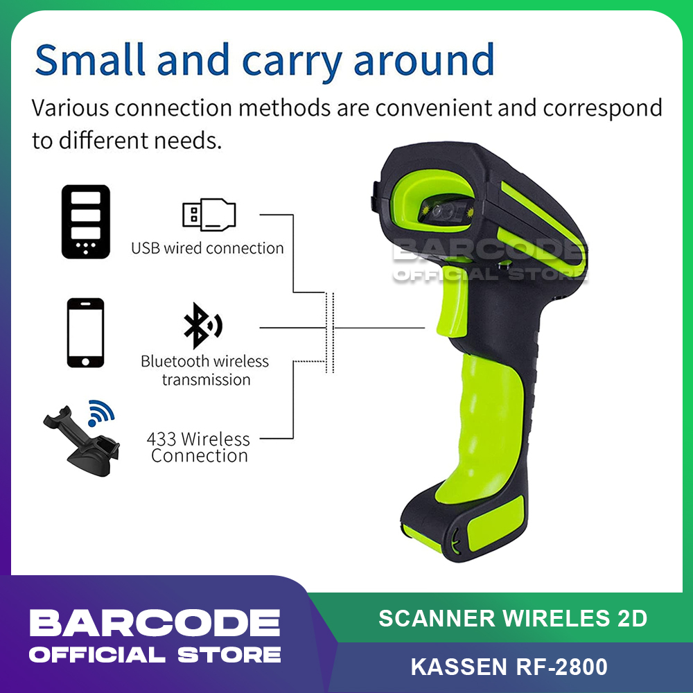 Jual Kassen RF2800 Scanner Barcode Wireless 1D & 2D Long Distance Scan ...