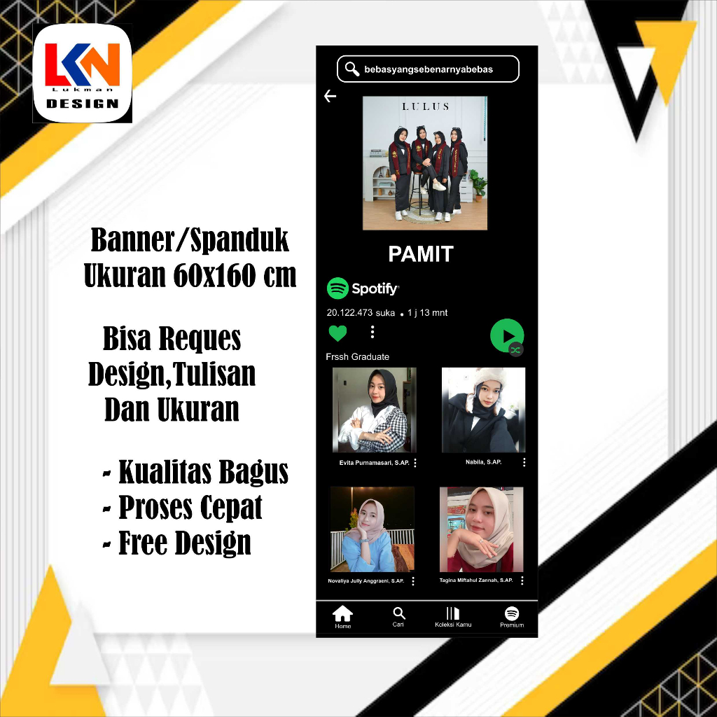 Jual spanduk banner wisuda spotify uk, 60x160cm | Shopee Indonesia