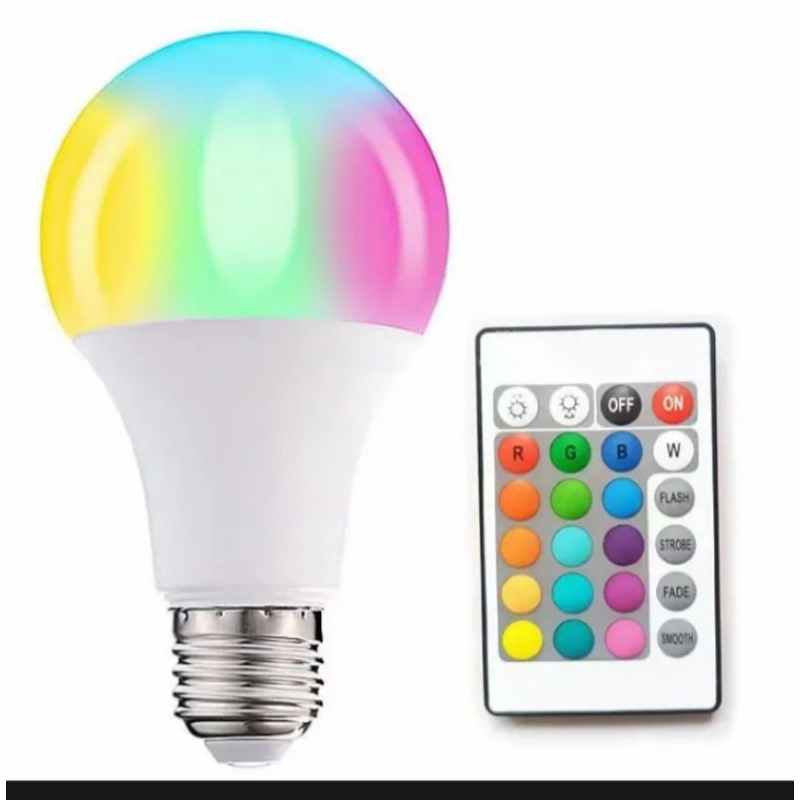 Jual Bohlam Led Putih 10 Watt Bisa Berubah 18 Warna Remote Control ...