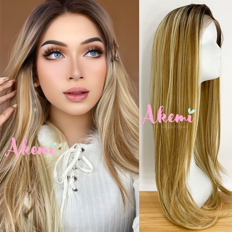 Jual HALF LACE WIG AKEMI LURUS 60cm - OMBRE BLONDE HIGHLIGHT [ rambut ...