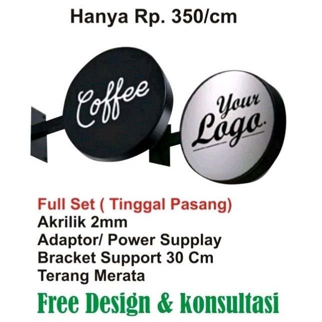 Jual neon box akrilik bulat 2 sisi 30cm | Shopee Indonesia