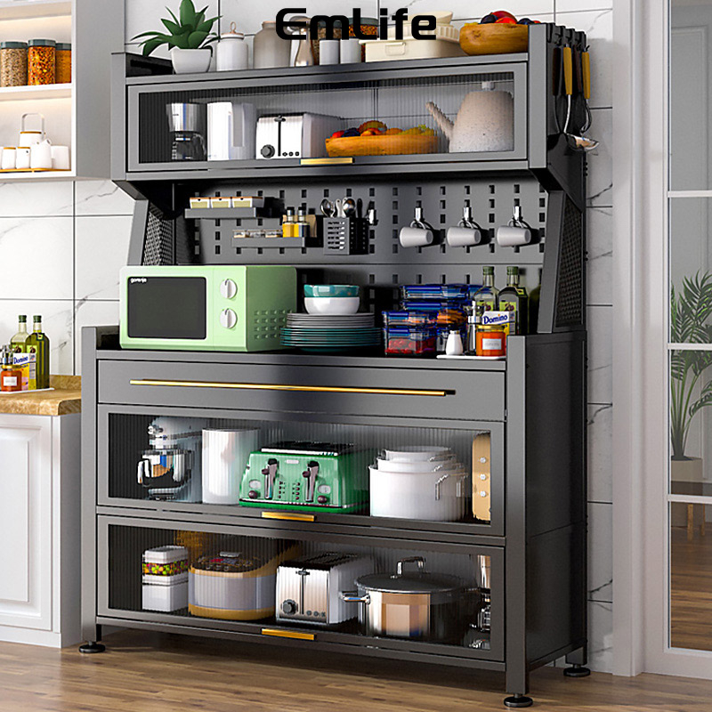 Jual Rak Dapur Lemari Dapur Dengan Pintu Rak Penyimpanan Microwave Oven ...