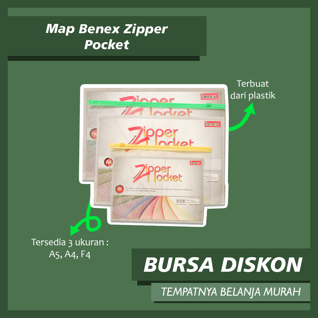 Jual Map Benex Zipper Pocket A5 9132 Map plastik File Transparan Map ...