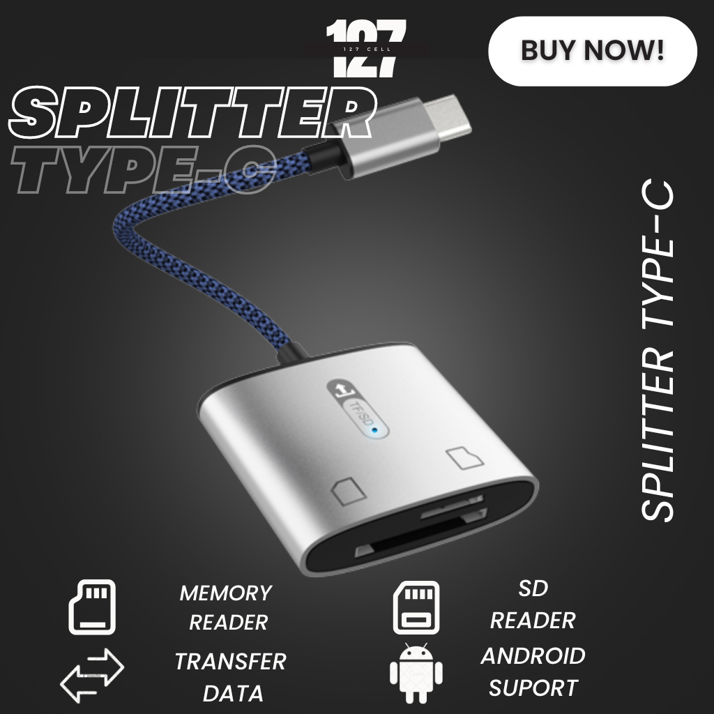 Jual Splitter Type-C Usb C 2 in 1 to SD/TF Card Reader Micro SD Adaptor ...