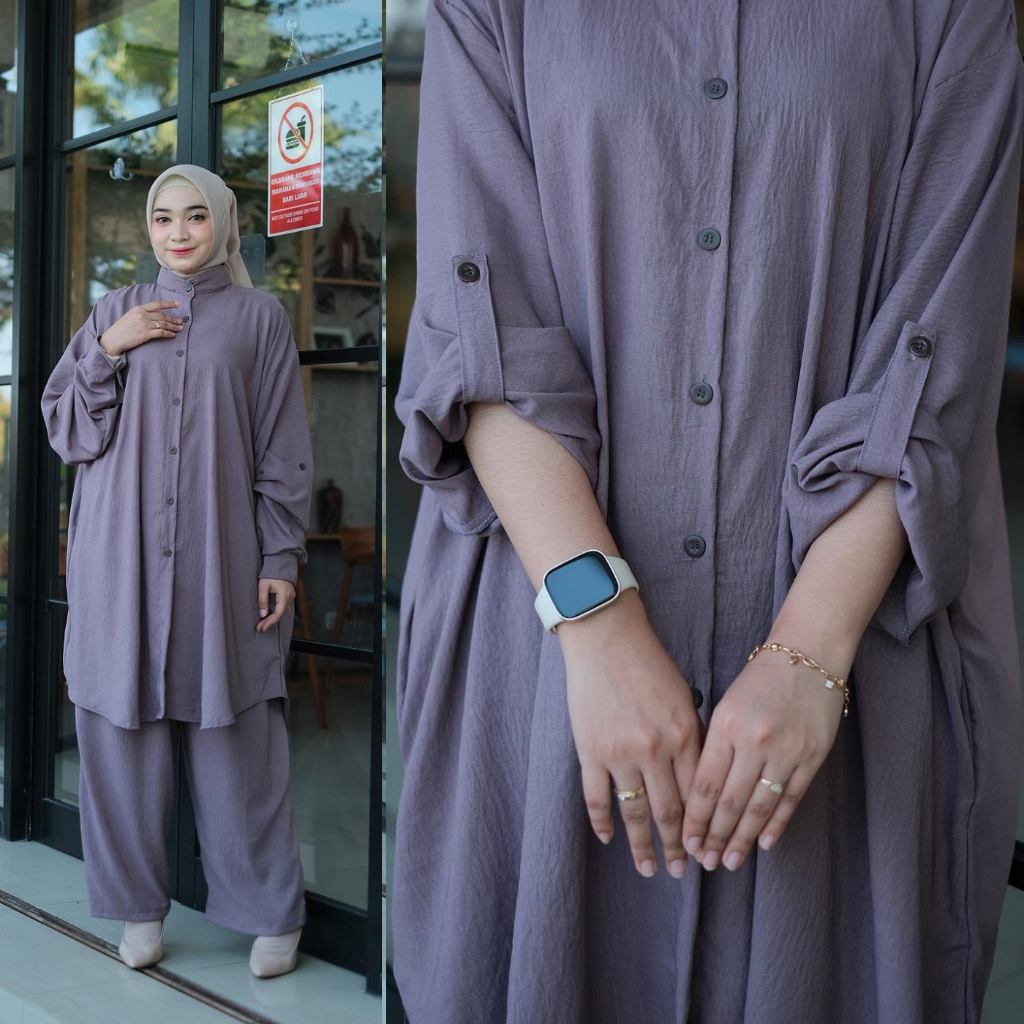 Jual ASNANI SETCEL POLOS LD 160 SUPER JUMBO WARNA TAUPE / PIYAMA SET WANITA CRINKLE CEY MEWAH ...