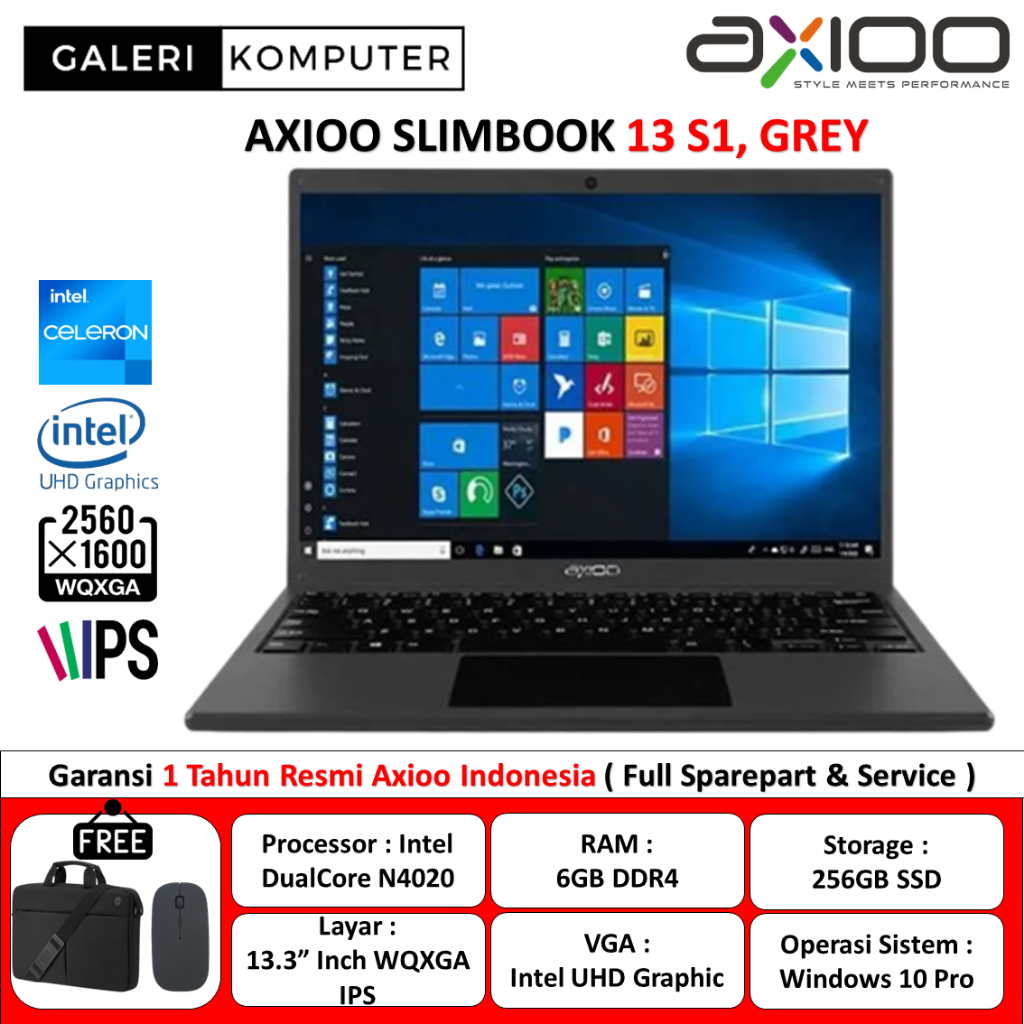 Jual Laptop Sekolah Murah Axioo Slimbook 13 Intel N4020 6GB 256GB SSD ...