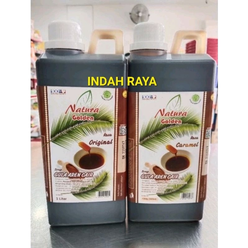 Jual GULA AREN CAIR merk NATURA GOLDEN 1ltr | Shopee Indonesia
