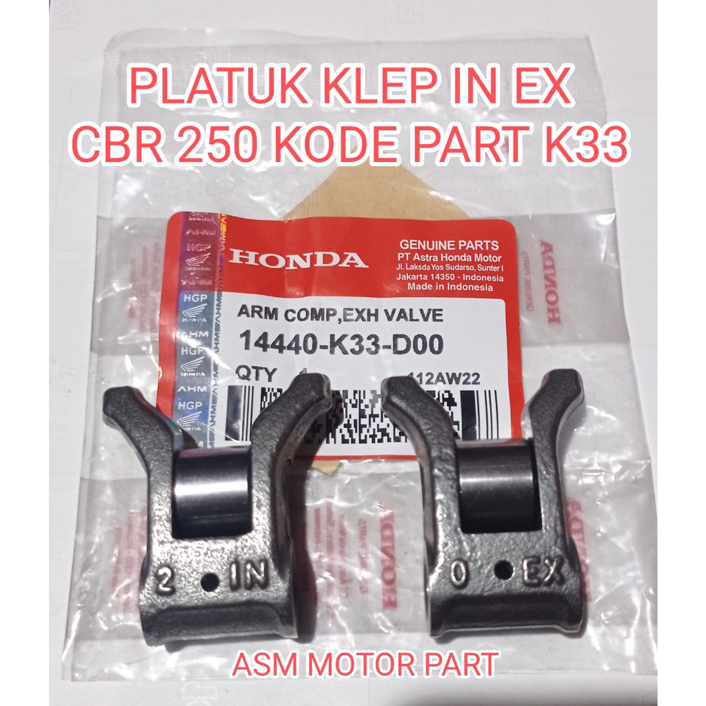 Jual PLATUK KLEP ROCKER ARM VALVE IN EX CBR 250 KODE PAR K33 | Shopee ...