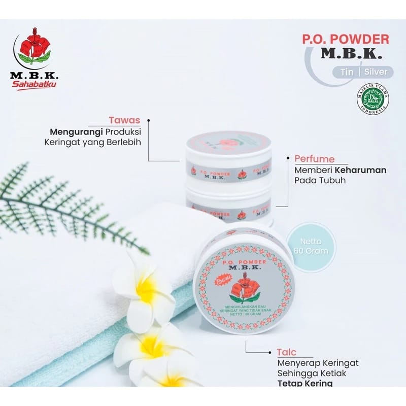 Jual MBK Powder Bedak Ketiak Tin Putih & Silver 60gr - Deodorant ...