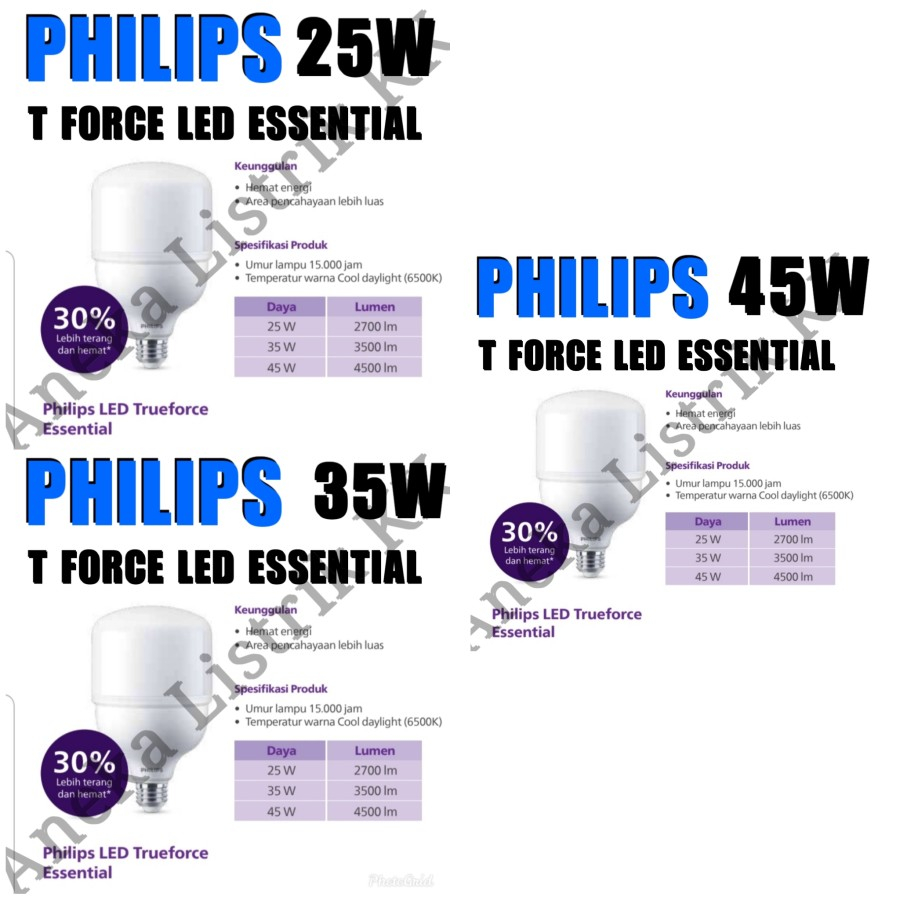 Jual PHILIPS TFORCE 20W 25W 35W 45W ESSENTIAL PUTIH E27 20 25 35 45 WATT | Shopee Indonesia
