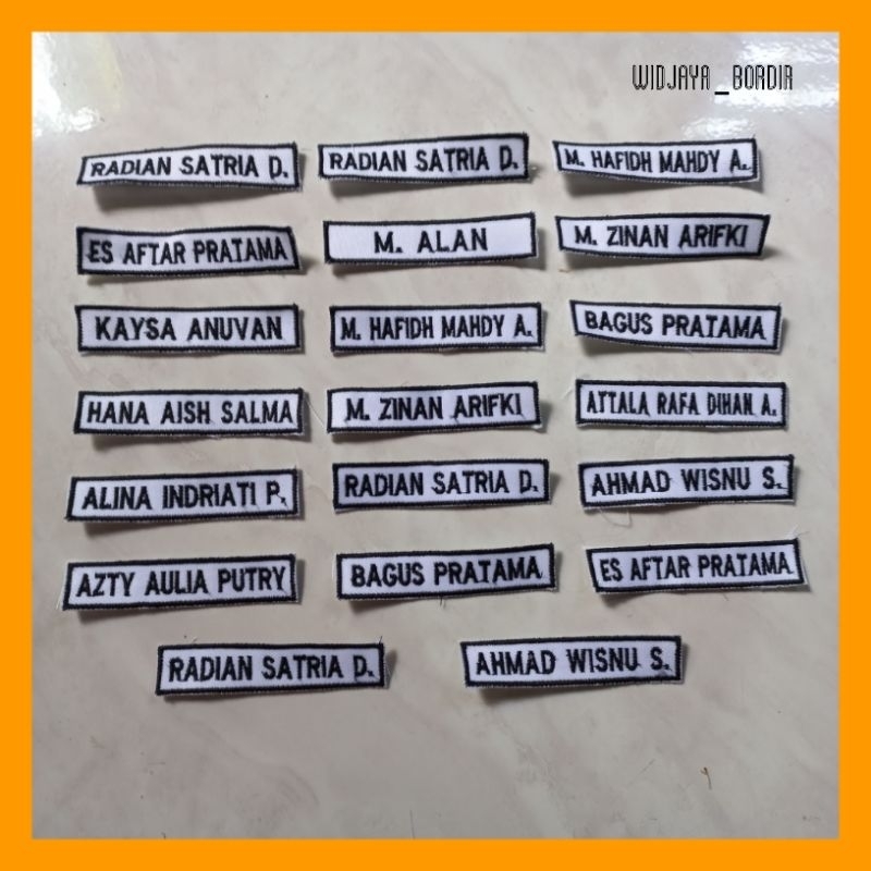 Jual Bordir nama siswa Bordir nama seragam sekolah papan bordir nama ...