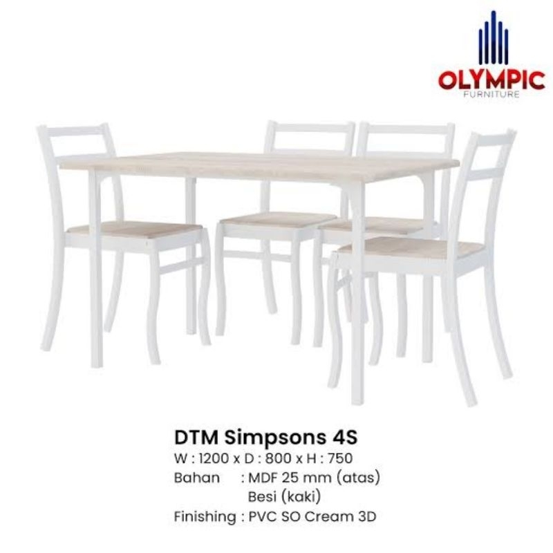 Jual Set Meja Makan DTM Simpson + 4 kursi Olympic | Shopee Indonesia