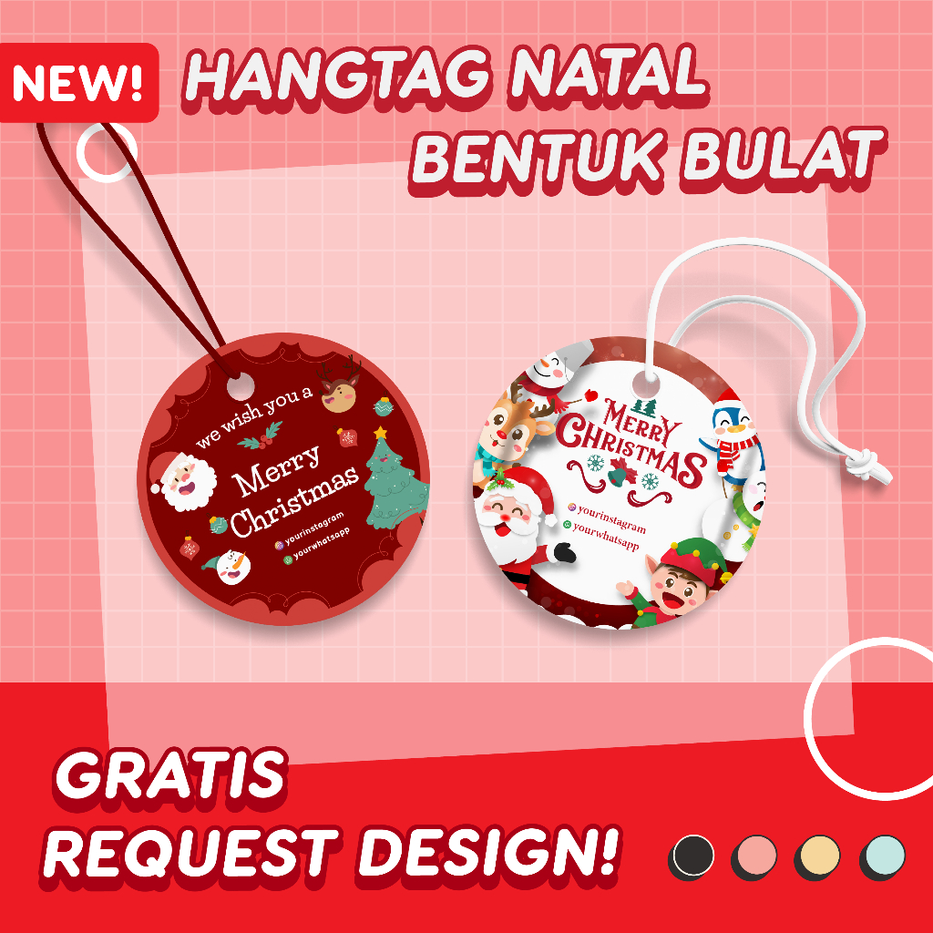 Jual Hang Tag Custom Christmas Gift Hampers Natal 1 Sisi Free Design ...