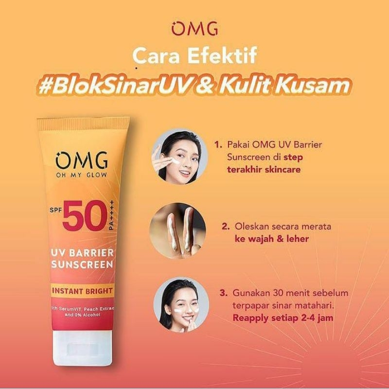 Jual OMG Oh My Glow UV Barrier Sunscreen SPF 50 PA++++ 25ml | Sunscreen ...