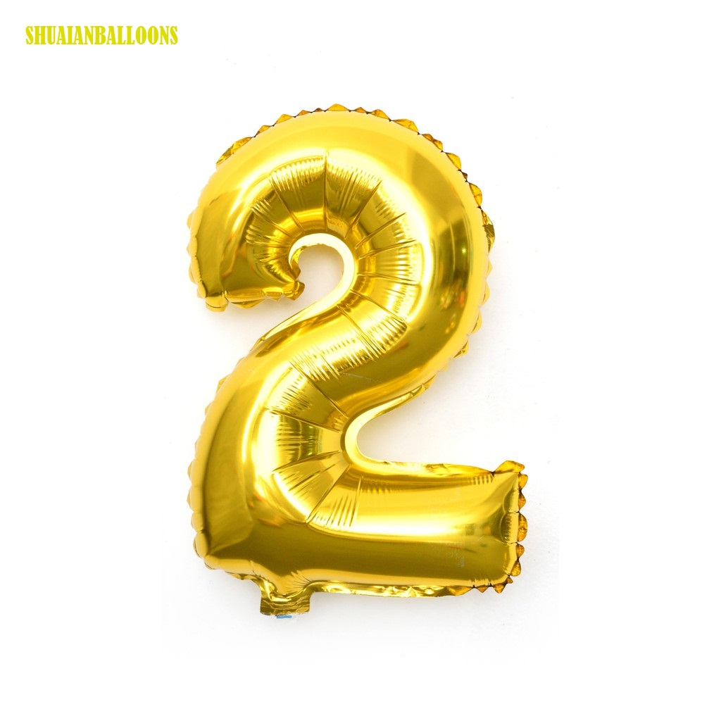 Jual SHUAIAN Balon Foil Huruf Gold A-Z Angka Gold 0-9 Ukuran 40 Cm ...