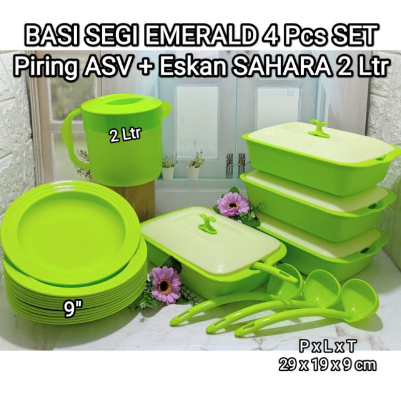 Jual BASI SEGI EMERALD 4 Pcs SET PIRING ASV + ESKAN SAHARA 2 Liter ...
