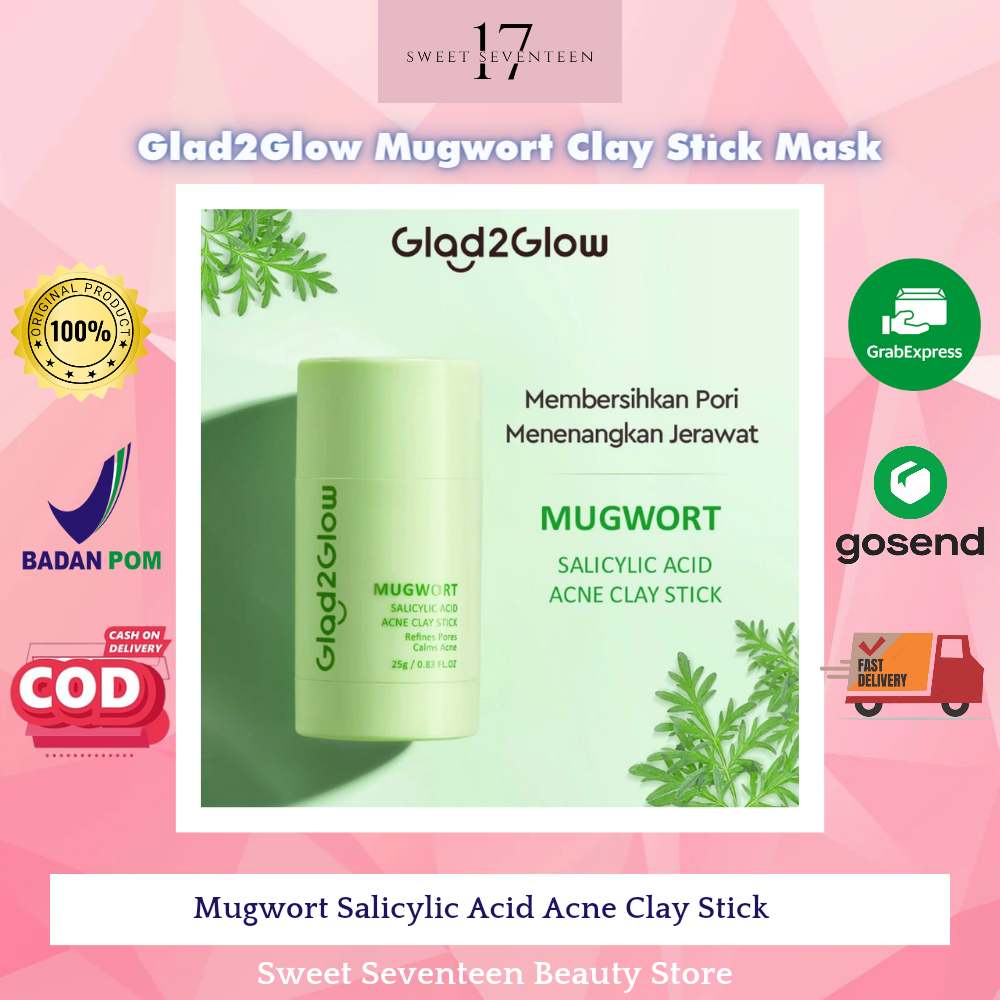 Jual Glad2Glow Mugwort Salicylic Acid Acne clay Stick | Shopee Indonesia