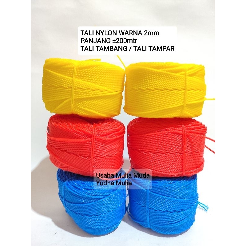Jual TALI NYLON WARNA 2mm PANJANG ±200Meter / TALI TAMBANG / TALI ...