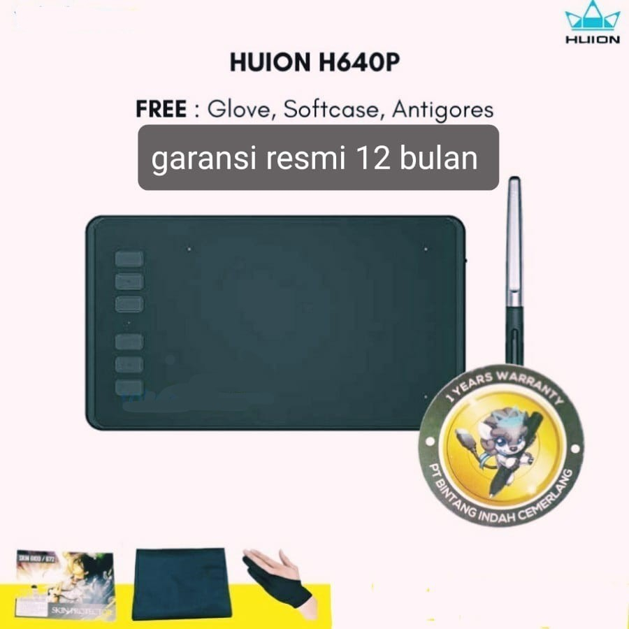 Jual New HUION H640 H640P Garansi Resmi 1 tahun Drawing pen tablet ...