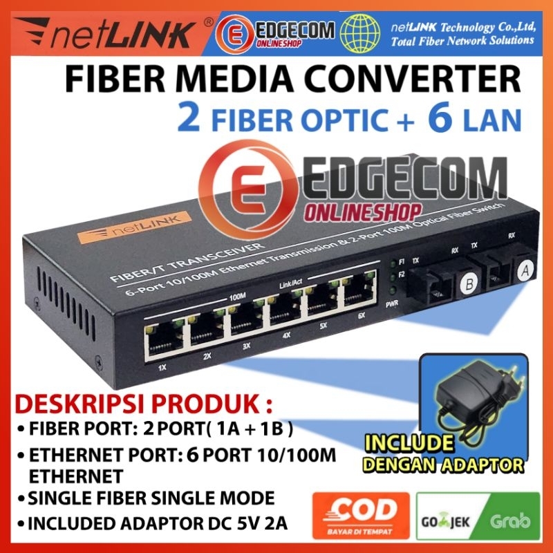 Jual NETLINK MEDIA KONVERTER 2 / 3 / 4 / 6 FO 2 / 4 / 6 LAN 10/100M FIBER OPTIC ETHERNET SWITCH ...
