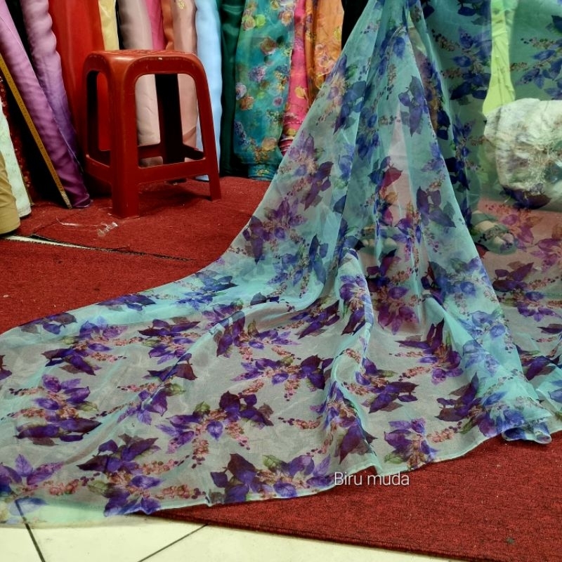 Jual Kain Organza Motif 3D | Bahan Orgasa Corak Super Halus Seri Warna ...